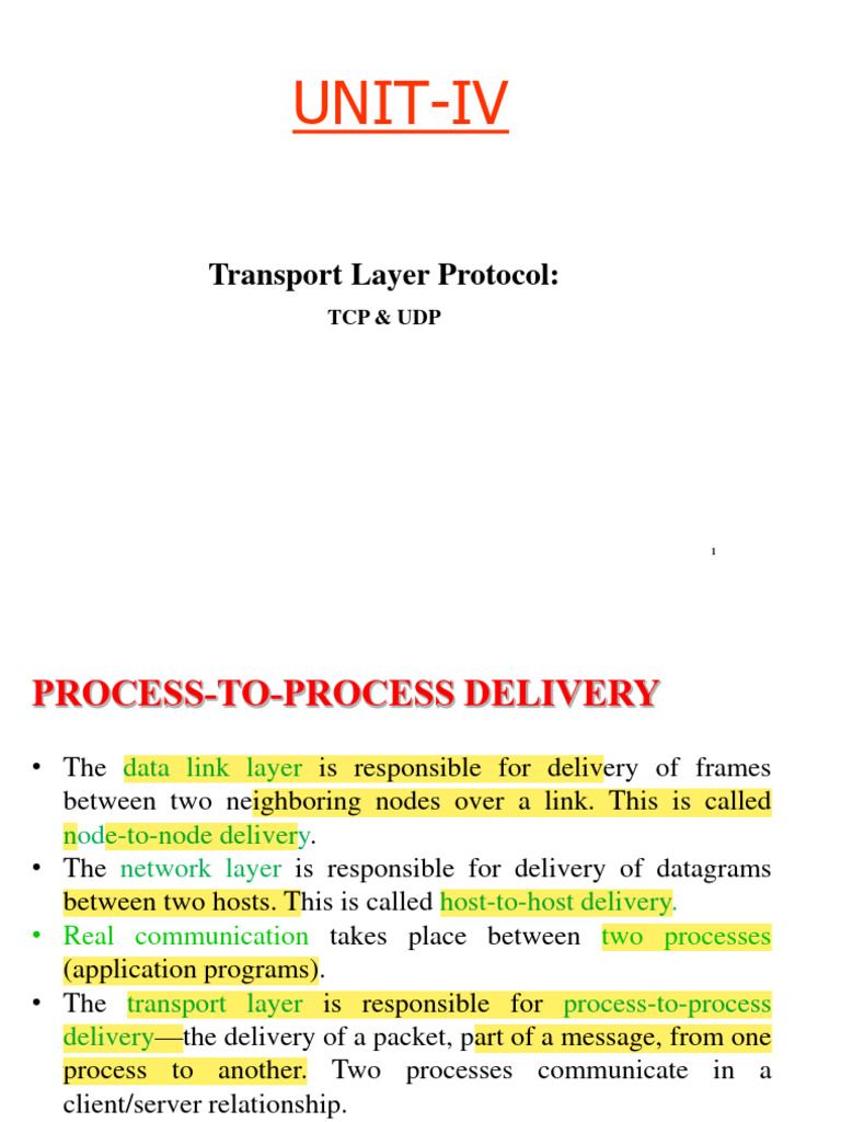 UNIT IV Udp TCP | PDF | Transmission Control Protocol | Port (Computer Networking)