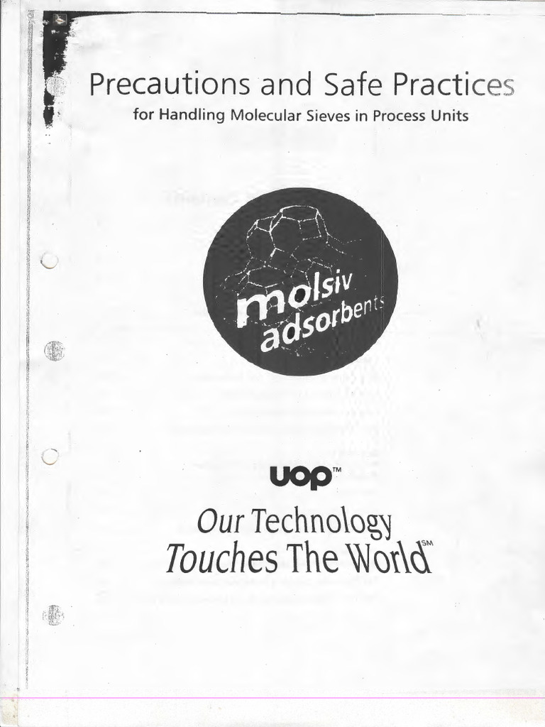 Molesieve Safe Handling | PDF | Adsorption | Electrostatic Discharge