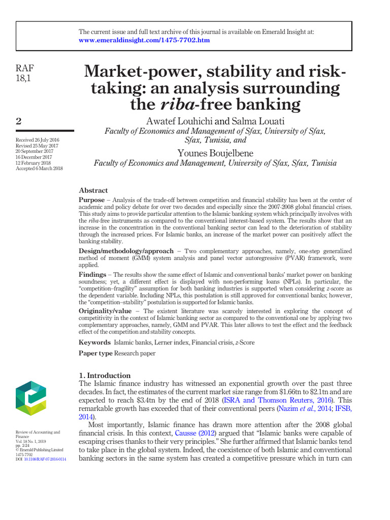 Market-Power, Stability and Risk Taking An Analysis Surrounding The ...