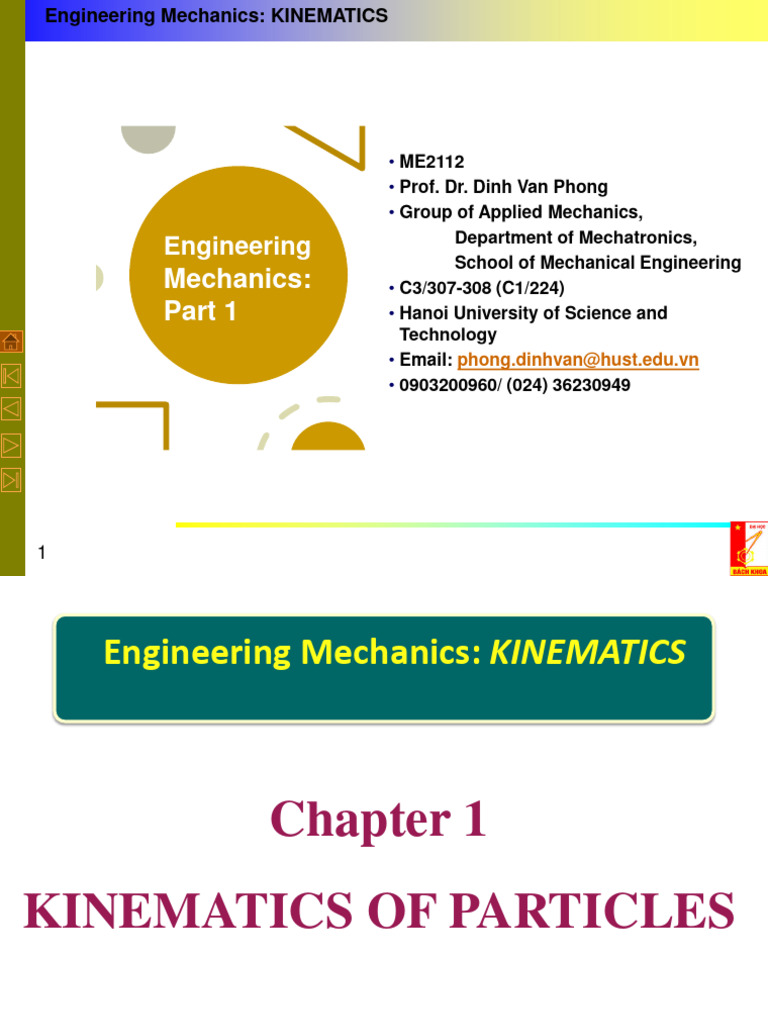 ME2112 Presentation Slides Week 09 | PDF | Kinematics | Acceleration