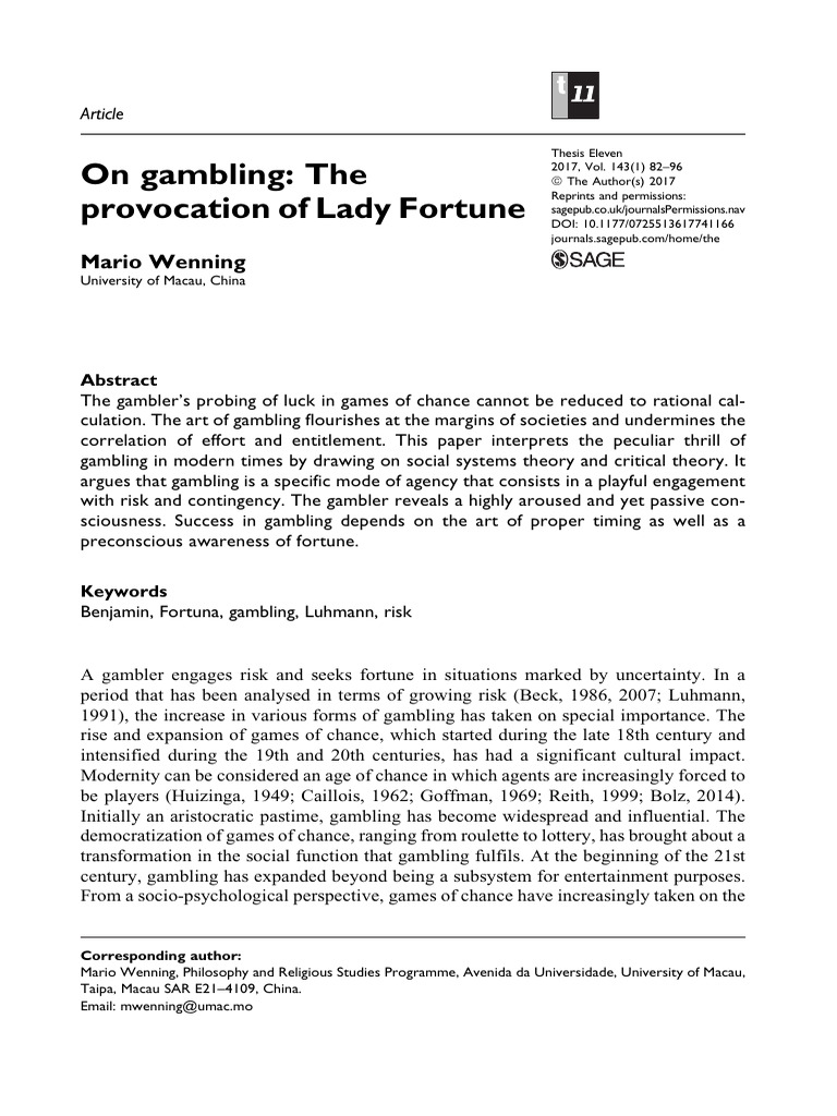 Wenning - On Gambling | PDF
