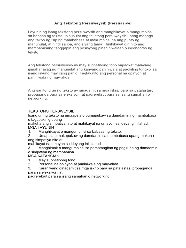 Ang Tekstong Persuweysib | PDF