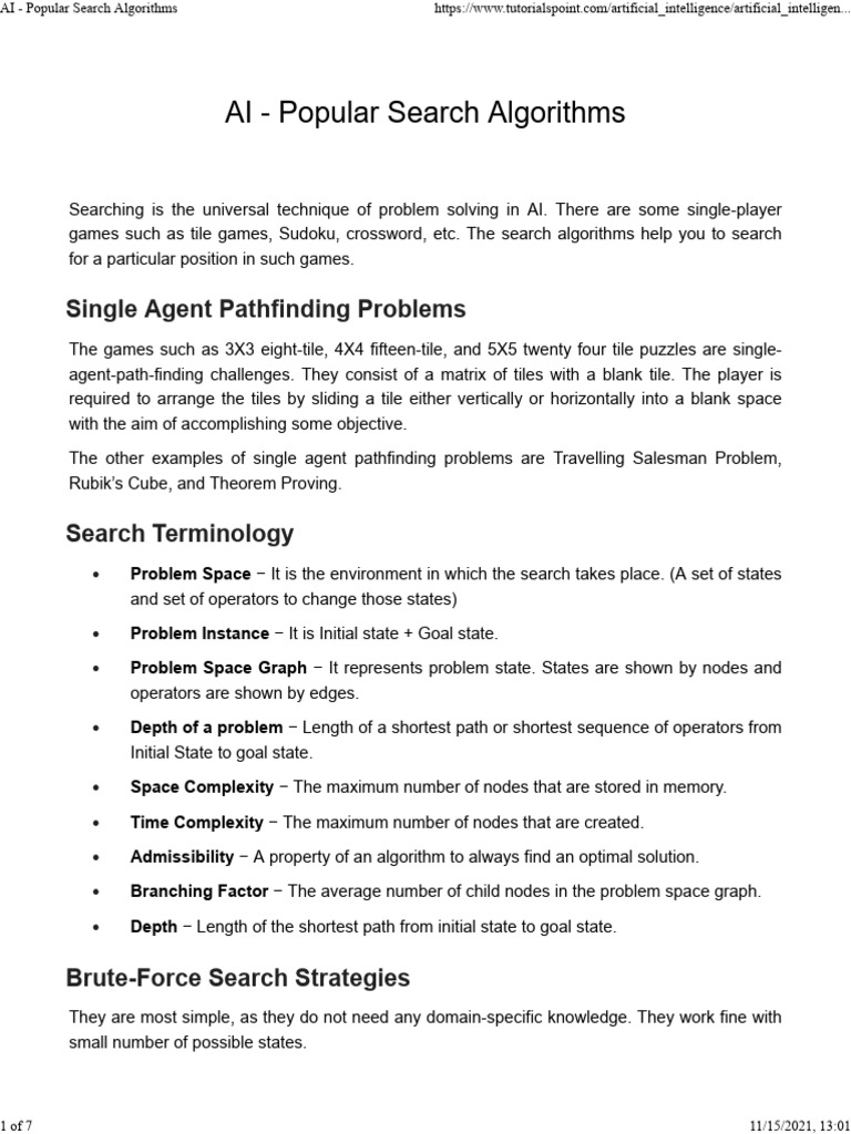 AI - Popular Search Algorithms | PDF | Discrete Mathematics | Combinatorics