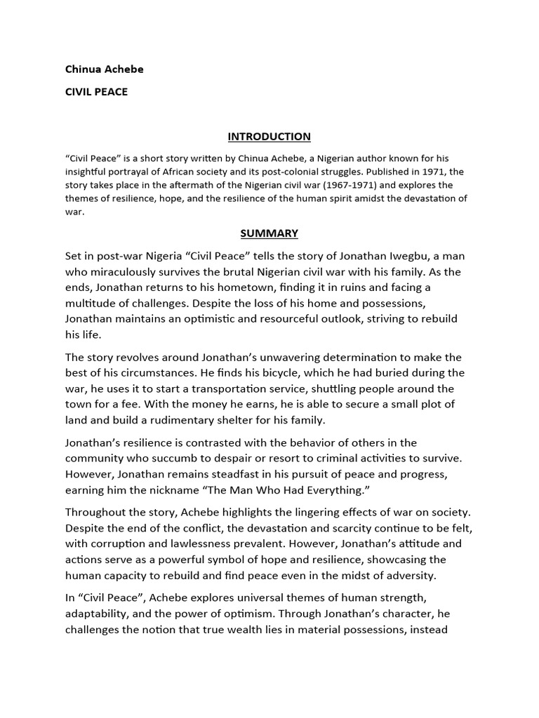 Civil Peace | PDF | Narration | Narrative