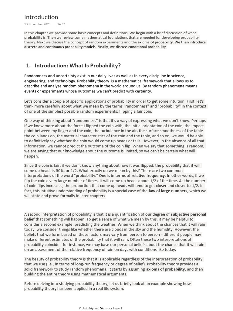 Introduction Probability And Statistics Pdf