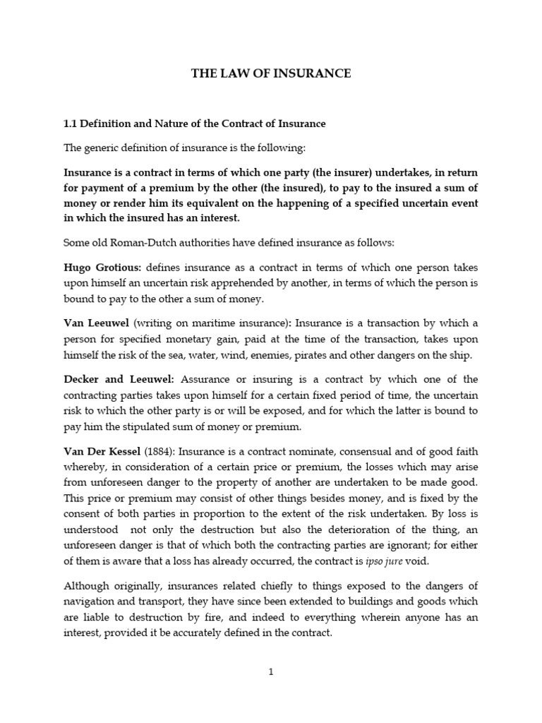 Insurance Law - Part I | PDF | Insurance | Indemnity