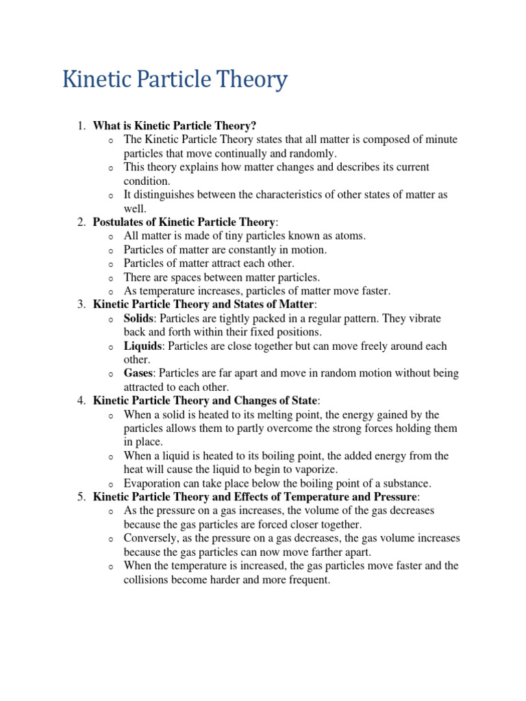 Kinetic Particle Theory | PDF