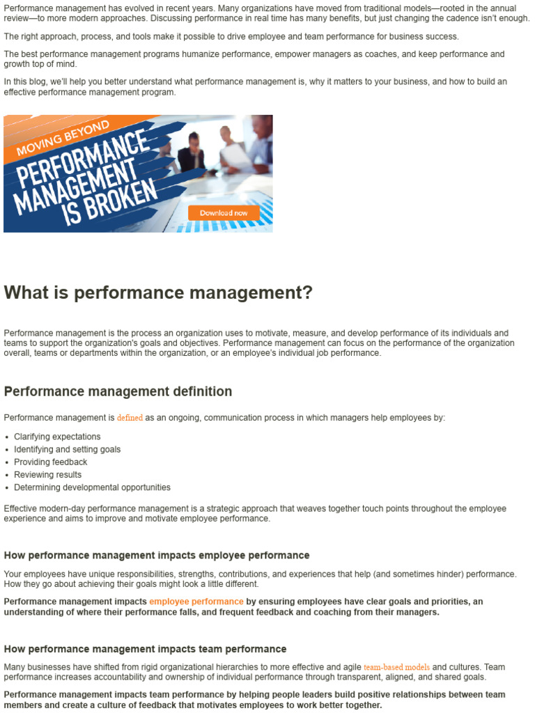 The Who, What, Why, And How of Performance Management | PDF | Goal ...