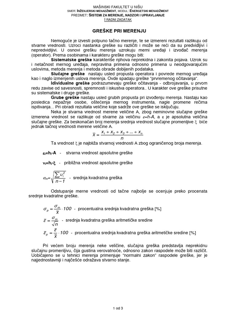 Vežbe 1 Sistemi Za Merenje Nadzor I Upravljanje | PDF