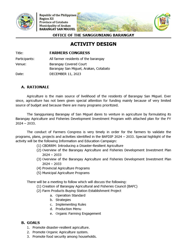 Farmers Congress Activity Design | PDF | Technology & Engineering