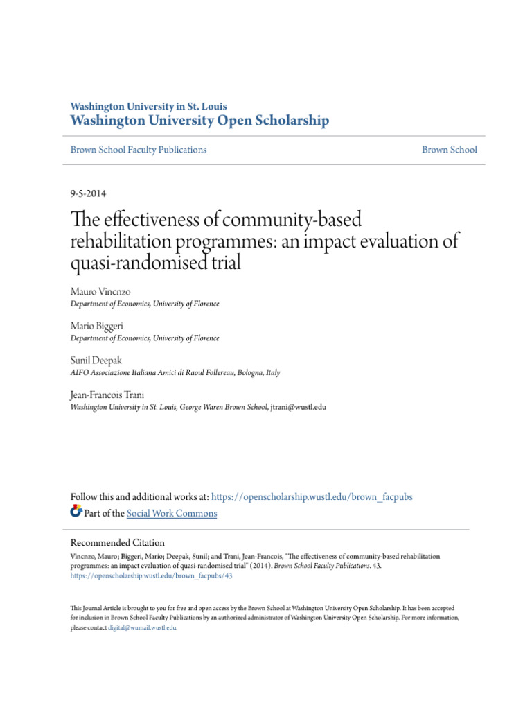 Impact of Community-Based Rehabilitation | PDF | Science | Methodology