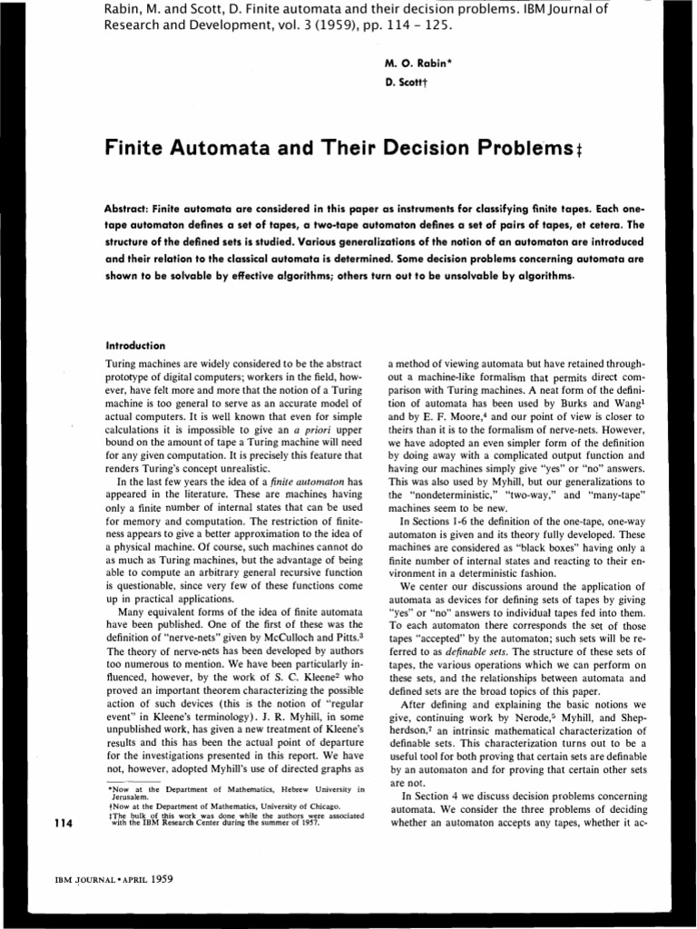 Rabin Scott 1959 | PDF