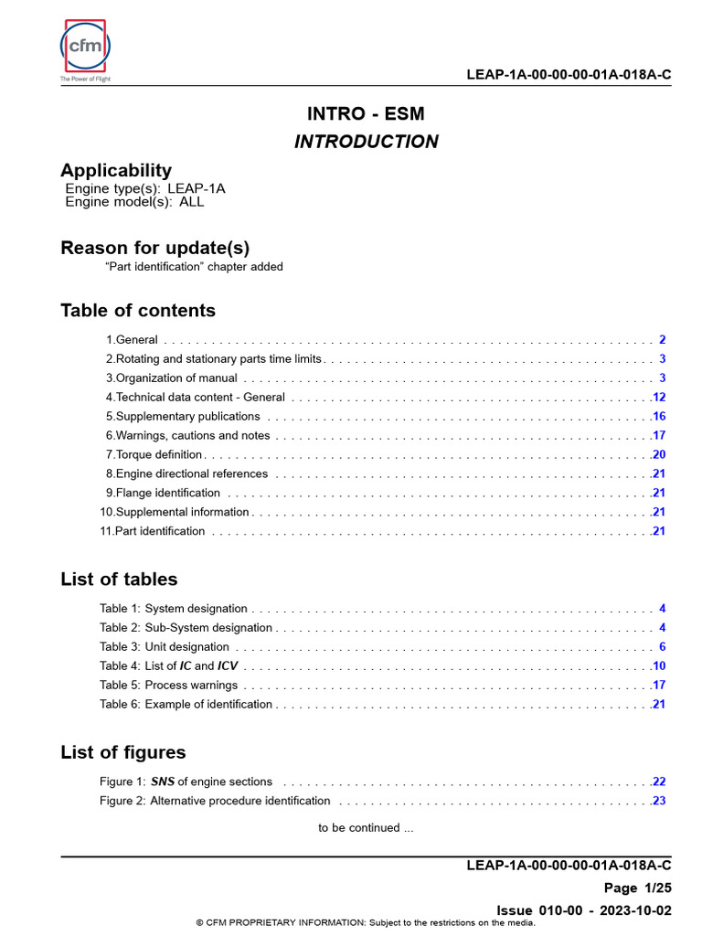 Intro - Esm: Engine Type(s) : LEAP-1A Engine Model(s) : ALL | PDF ...