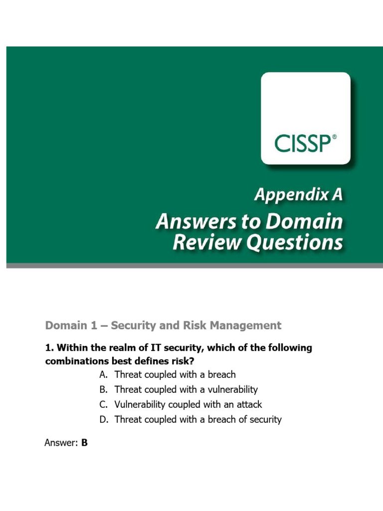 Domain 1 - Security and Risk Management | PDF | Vulnerability (Computing) | Risk