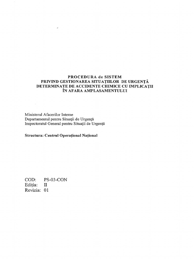 PS-03-CON - Accidente Chimice Cu Implicatii in Afara Amplasamentului | PDF