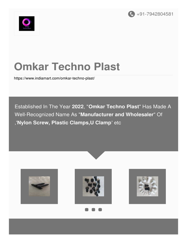 Omkar Techno Plast | PDF | Electrical Connector | Screw