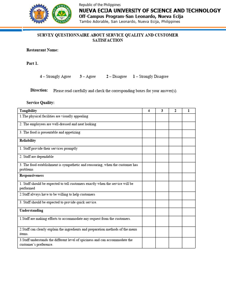Survey Questionnaire | PDF
