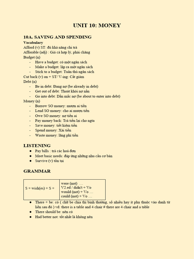 Unit 10_ Money | PDF