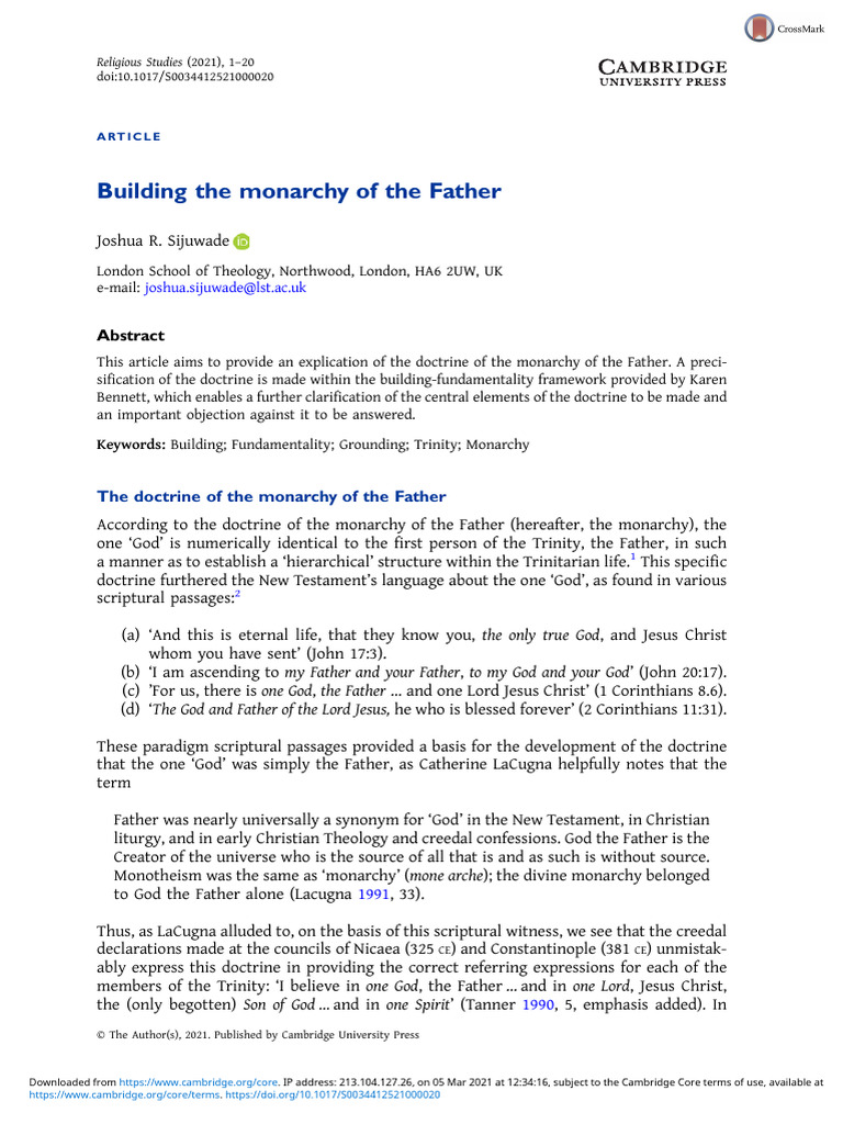 Building The Monarchy of The Father | PDF | God The Father | Trinity