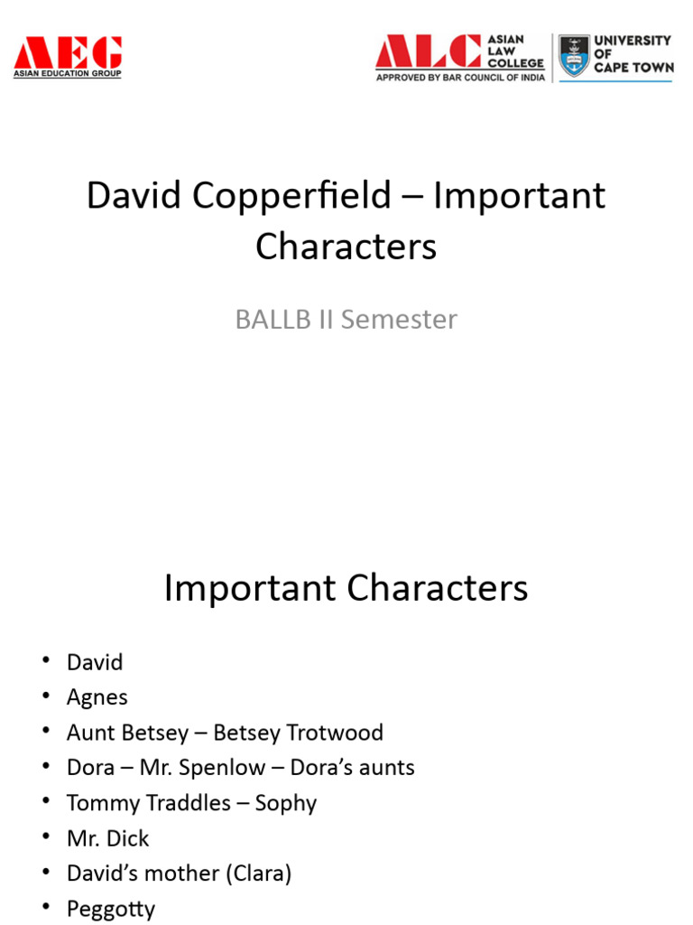 Important Characters in David Copperfield | PDF | Home & Garden ...
