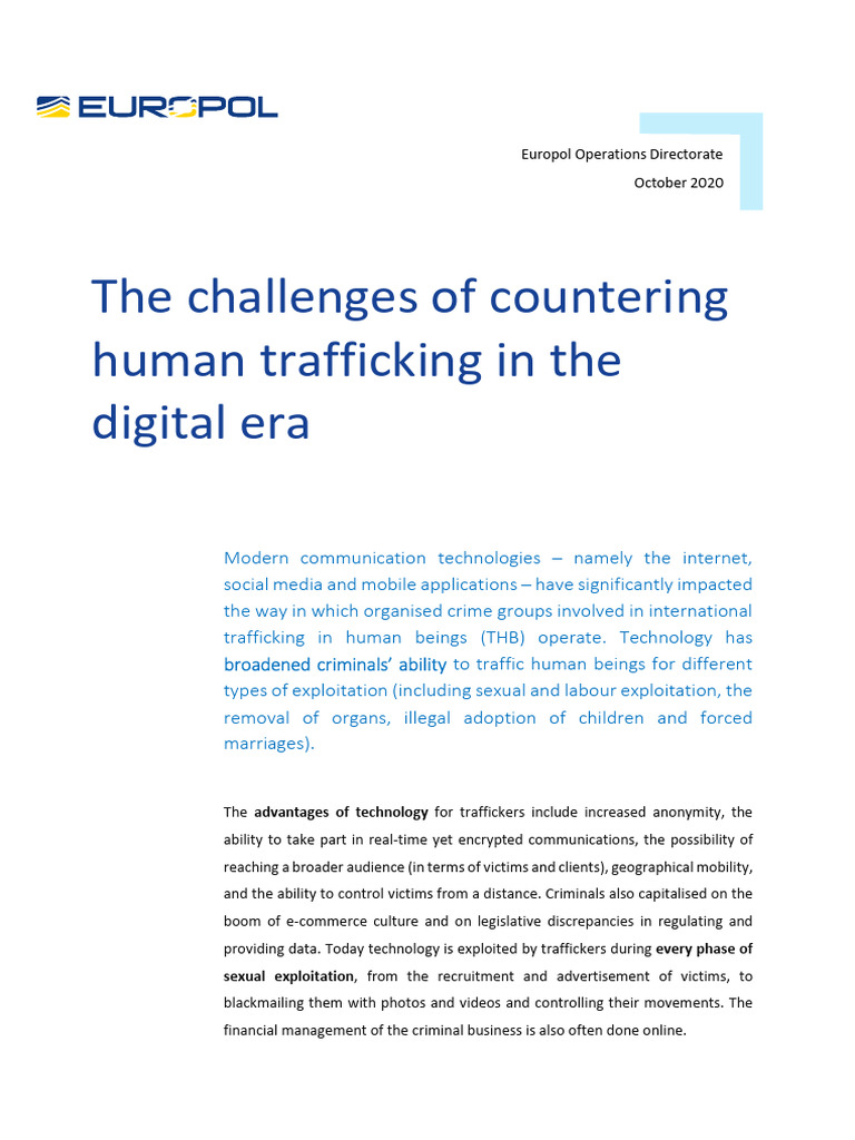 The Challenges of Countering Human Trafficking in The Digital Era | PDF | Human Trafficking ...
