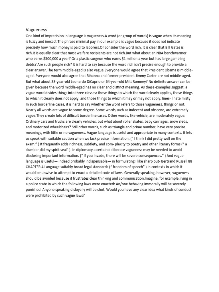 Vagueness | PDF | Vagueness