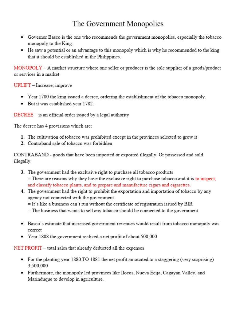 The Government Monopolies | PDF | Tobacco | Monopoly