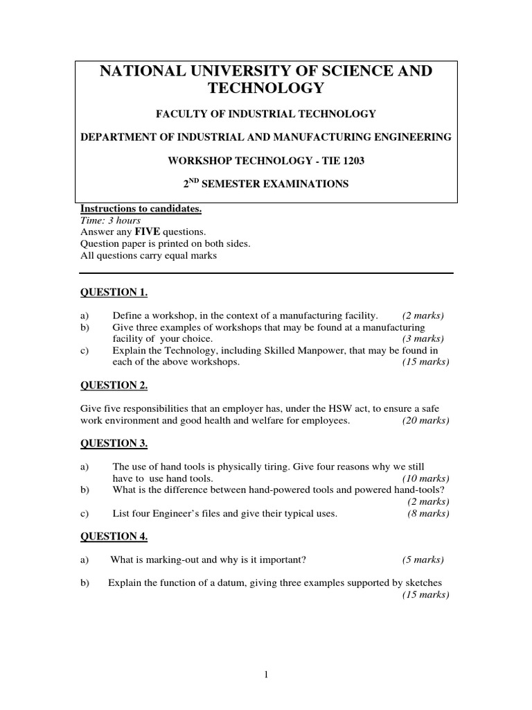 TIE1203200905 Workshop Technology | PDF | Computers