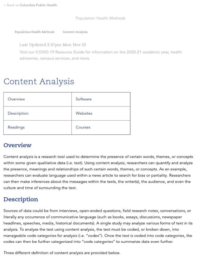 Content Analysis for Researchers | PDF | Computers