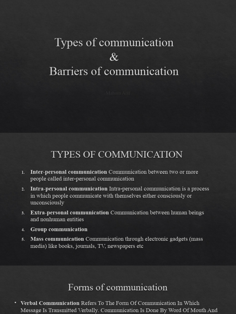 Types and barriers of communication | PDF