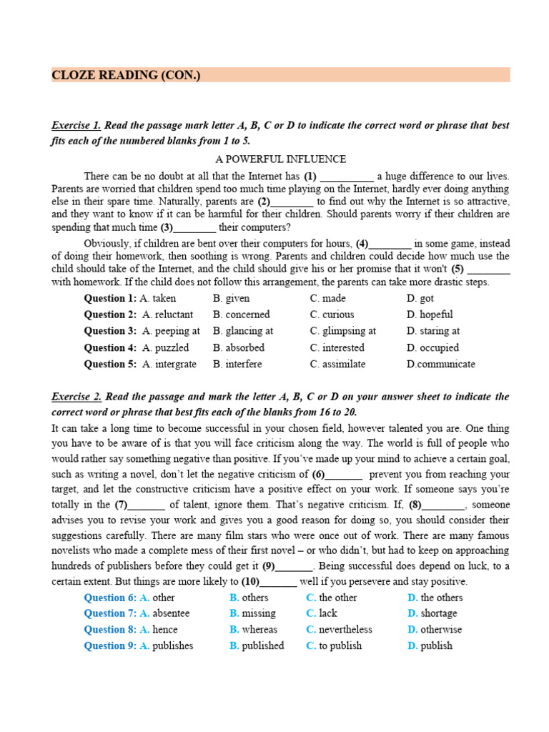Cloze Reading 2 | PDF | Climate Change | Employment