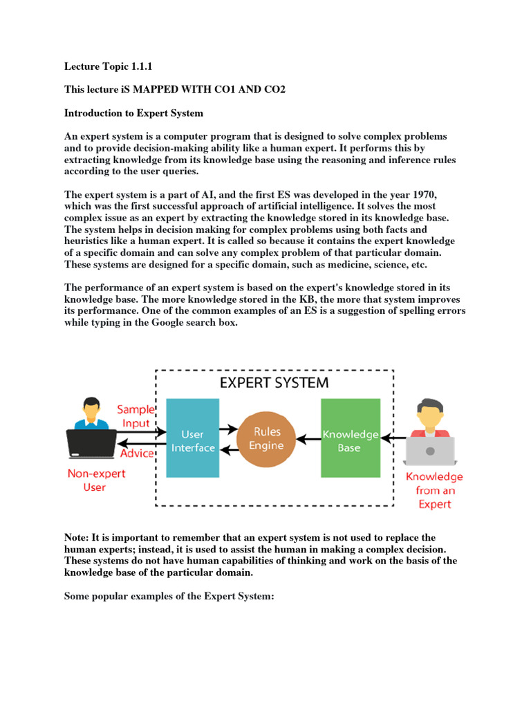 Expert Systems Unit1 . | PDF | Knowledge Representation And Reasoning | Medical Diagnosis