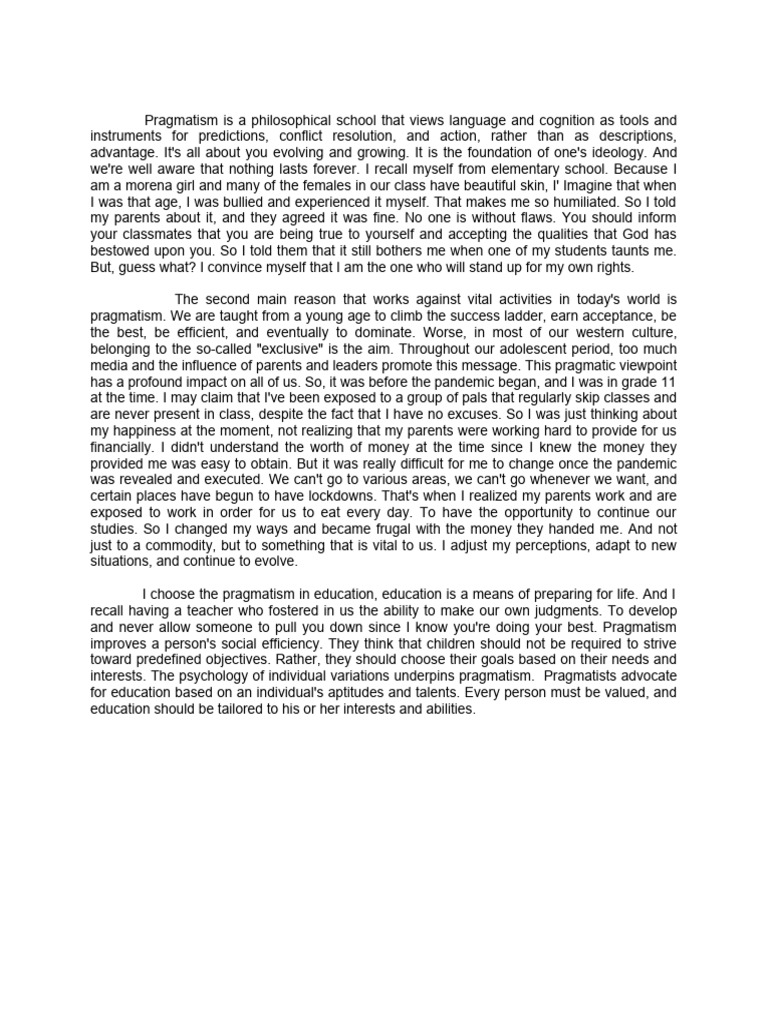 PRAGMATISM | PDF | Pragmatism | Cognitive Psychology PRAGMATISM | PDF | Pragmatism | Cognitive Psychology