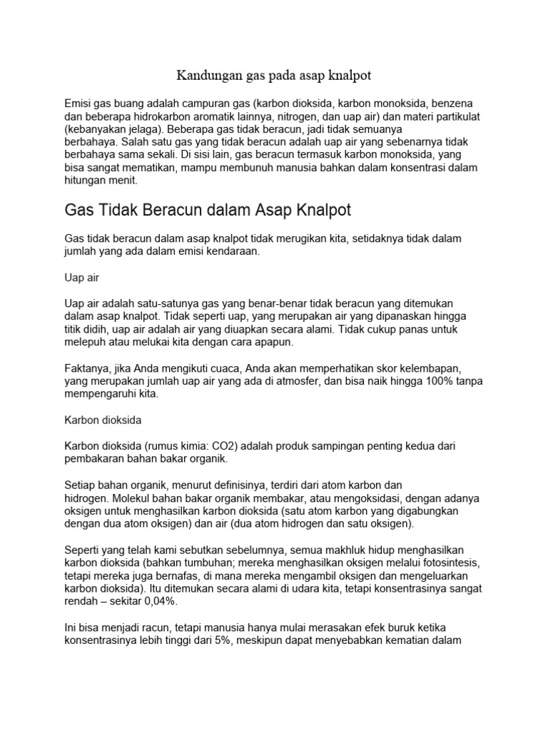 Kandungan Gas Pada Asap Knalpot | PDF