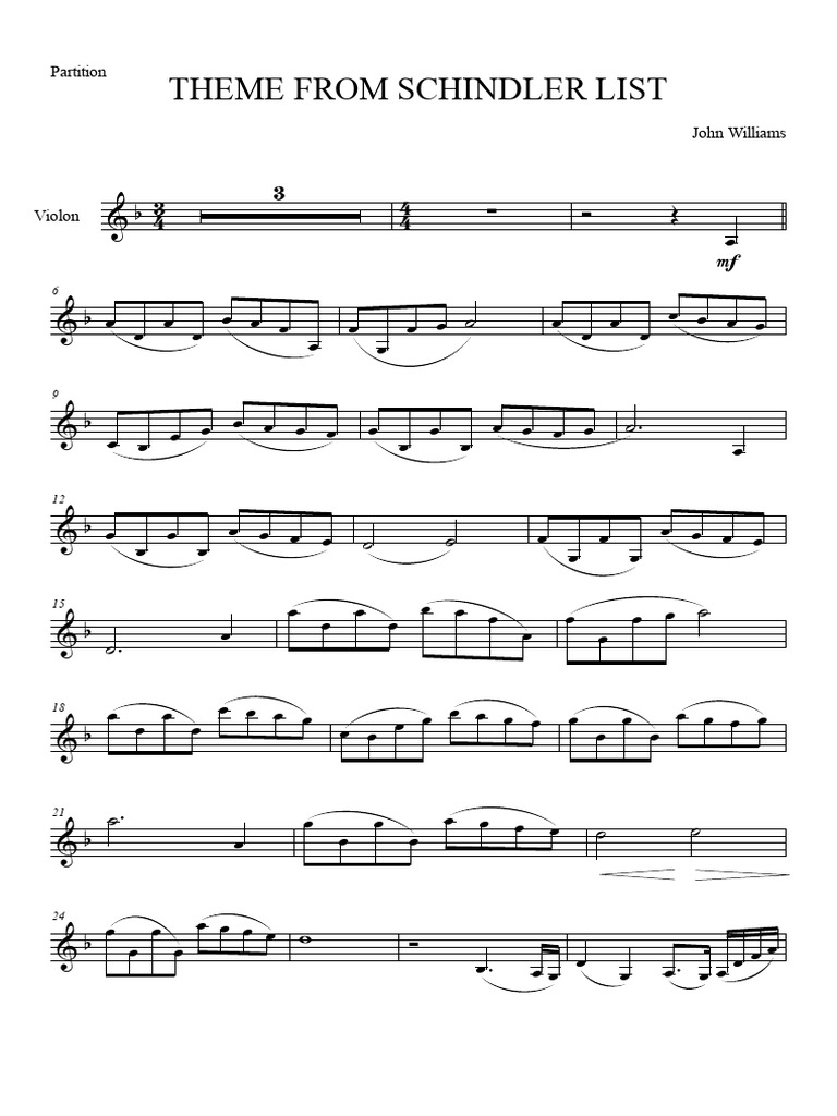 La Liste de Schindler - Violon | PDF