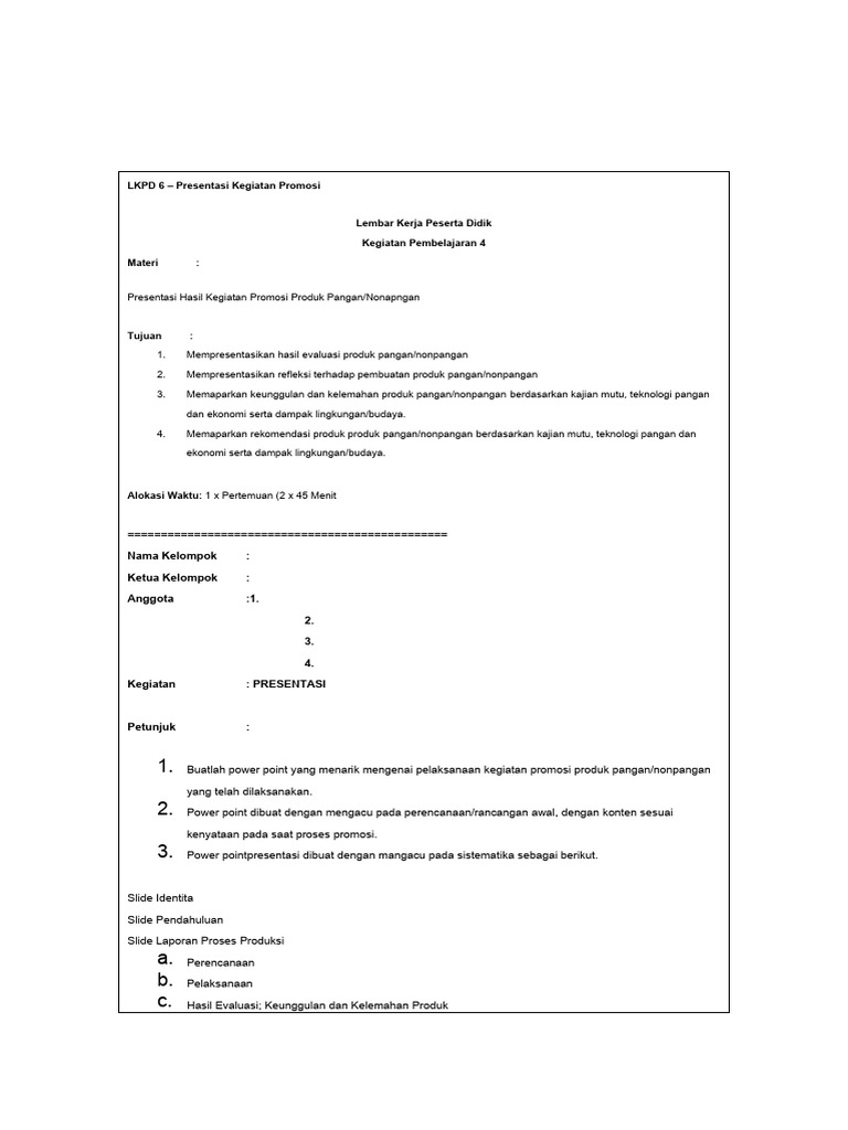 LKPD 6 - Presentasi Kegiatan Promosi | PDF | Bisnis