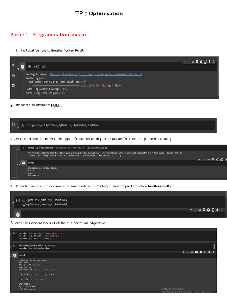 Optimisation: Partie 1: Programmation Linéaire | PDF