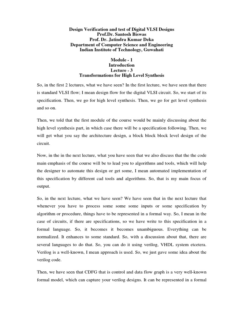 Lec3 Transformations For High Level Synthesis Pdf Logic Synthesis Program Optimization