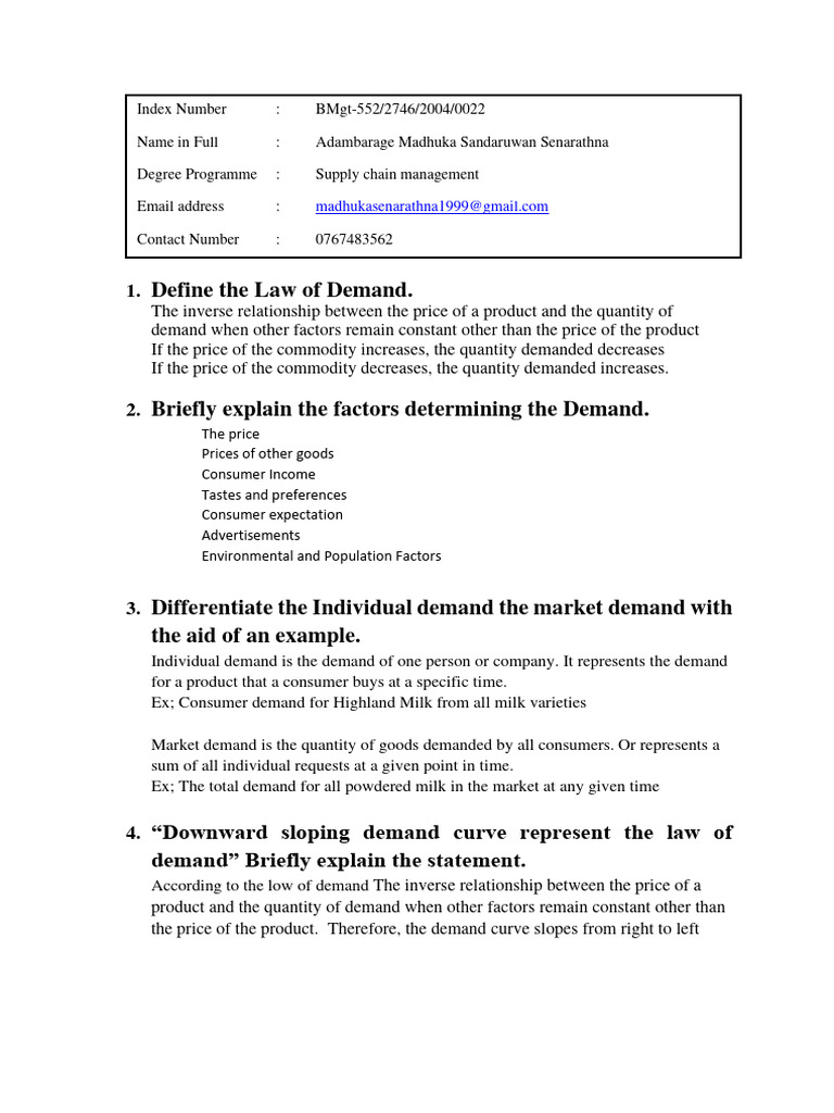 Tutorial 3.d Madhuka | PDF | Demand | Demand Curve