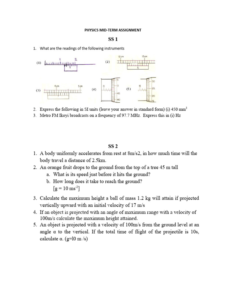 Physics Mid Term Assignment | PDF | Teaching Methods & Materials