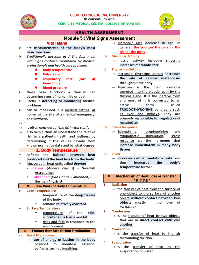 Module 4&5 - Vital Signs Assessment | PDF | Blood Pressure | Breathing