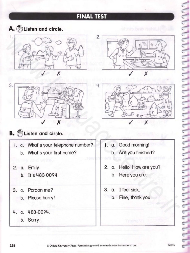 English Time 1 Test | PDF