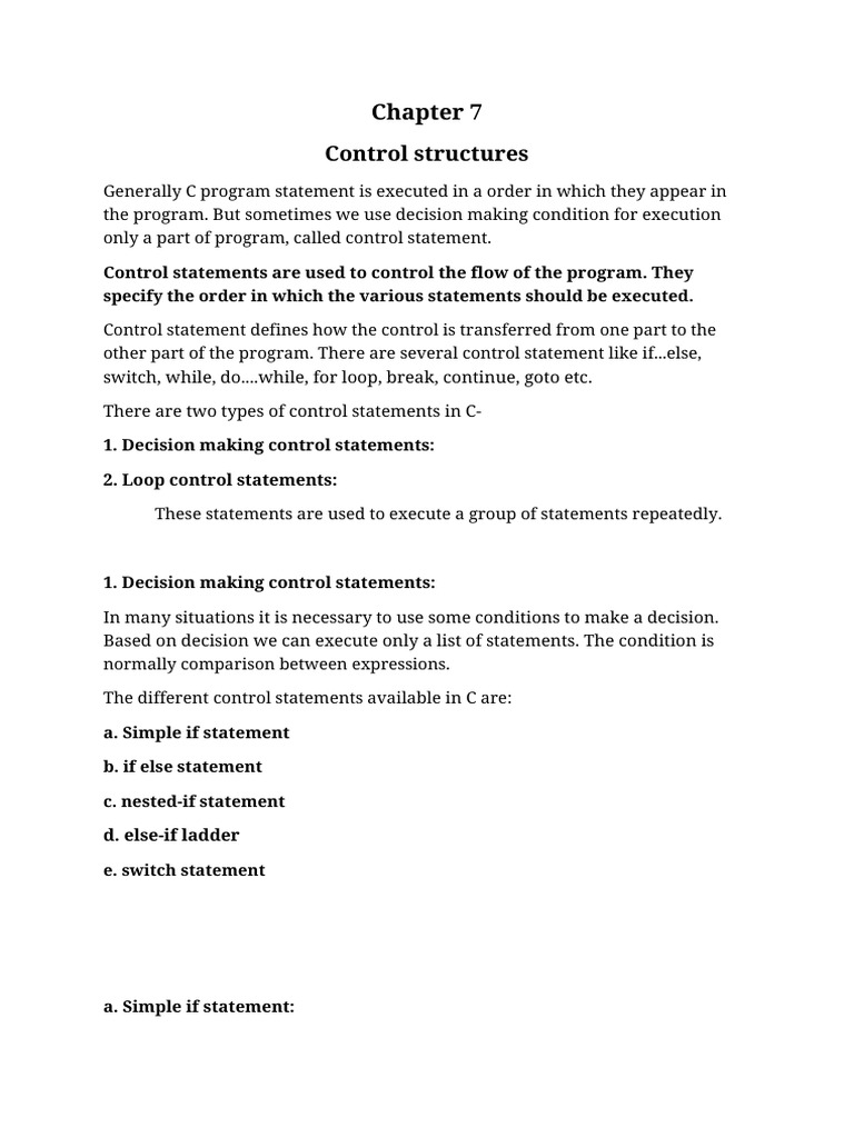 Chapter 7 Control Structures | PDF | Control Flow | Grammar Chapter 7 Control Structures | PDF | Control Flow | Grammar