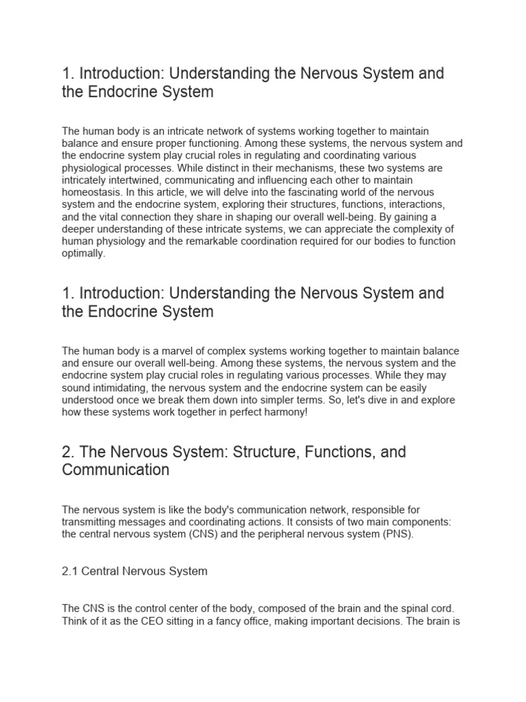 The Nervous System and The Endocrine System | PDF | Neuron | Nervous System