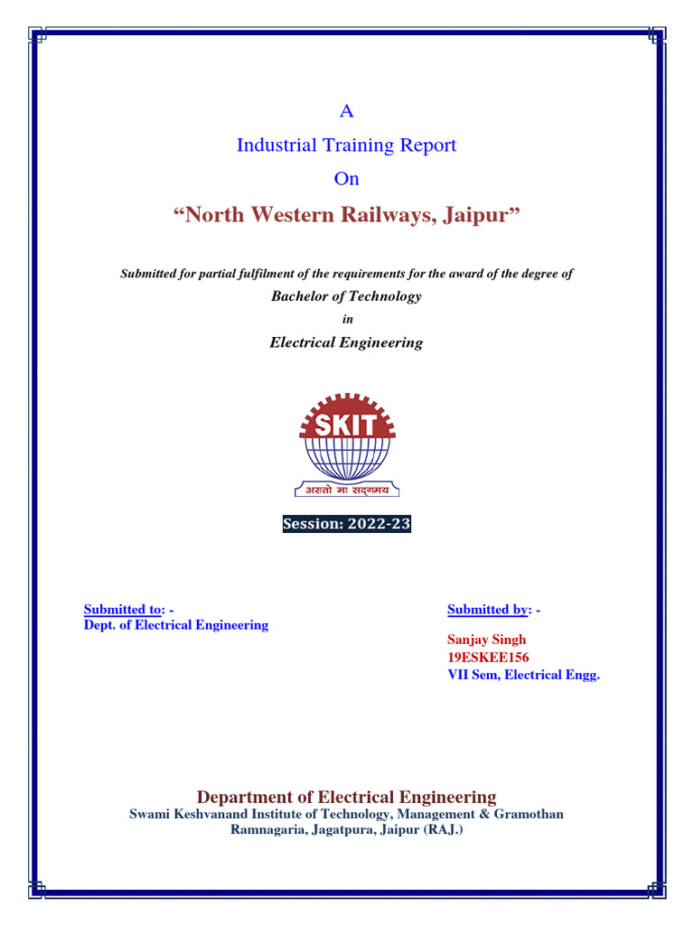 Sample Report of Industrial Training | PDF | Rail Transport ...