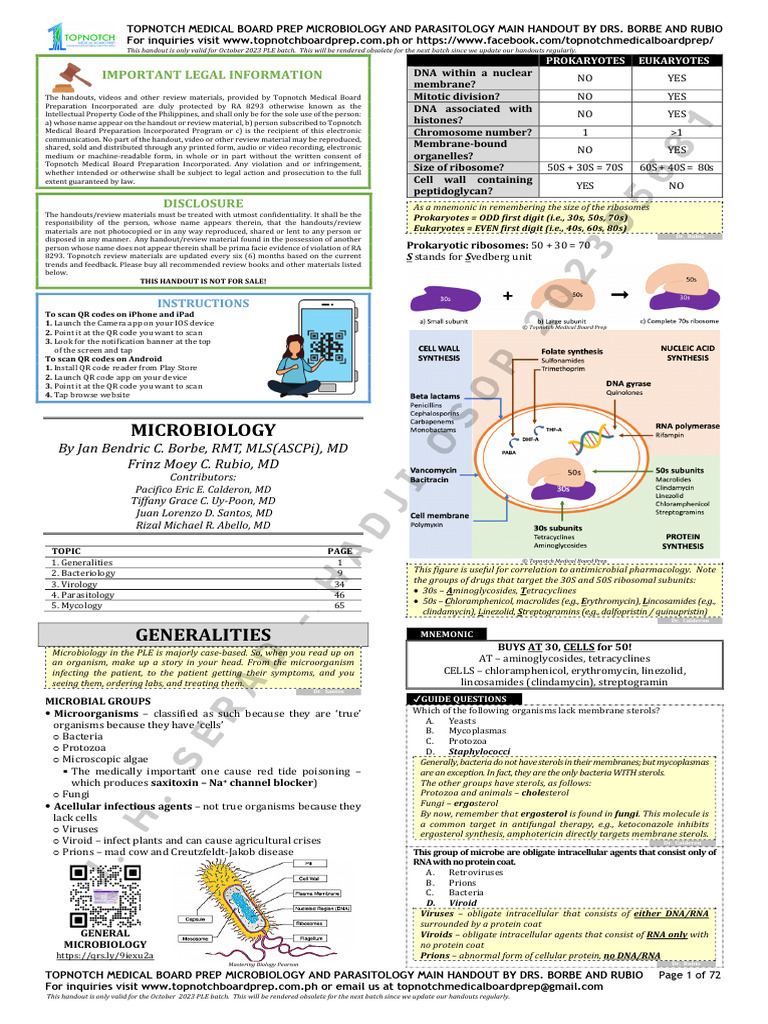 3 - Microbiology and Parasitology Main Handout Oct 2023 Ver2 Jamaiyah H. Serad - Hadji Osop ...