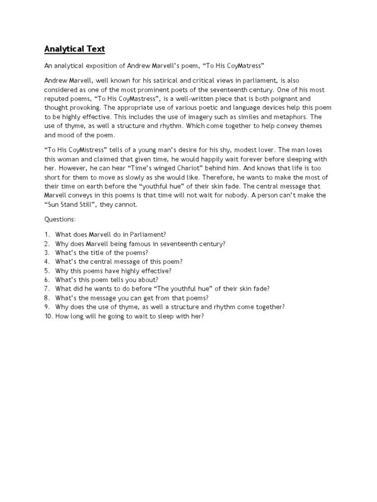 Analytical Text | Poetry