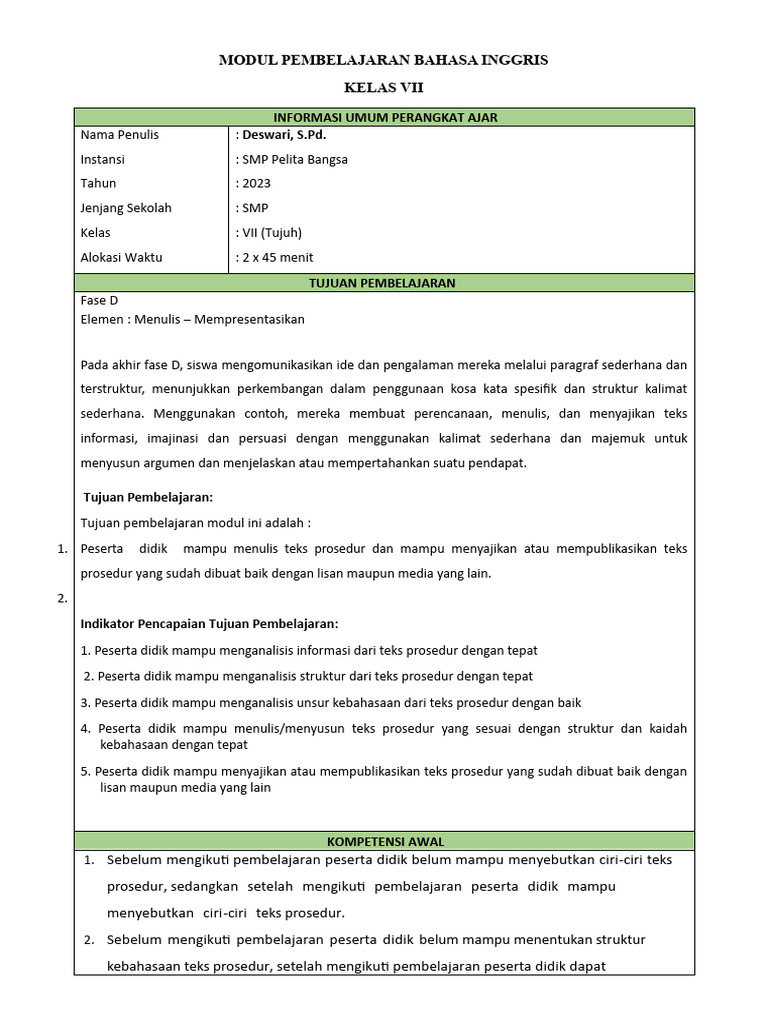 Contoh Modul Ajar | PDF | Karier & Perkembangan
