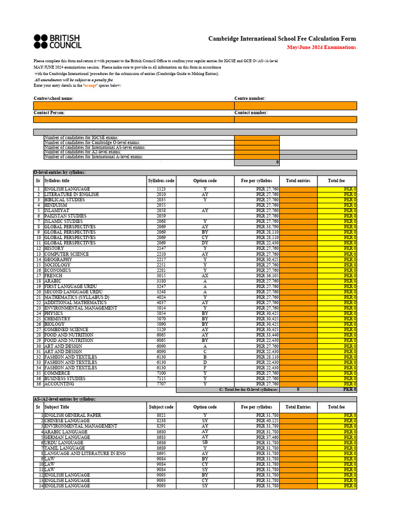 A-Level and O-Level Exam Fees 2024 | PDF | Qualifications | Student ...
