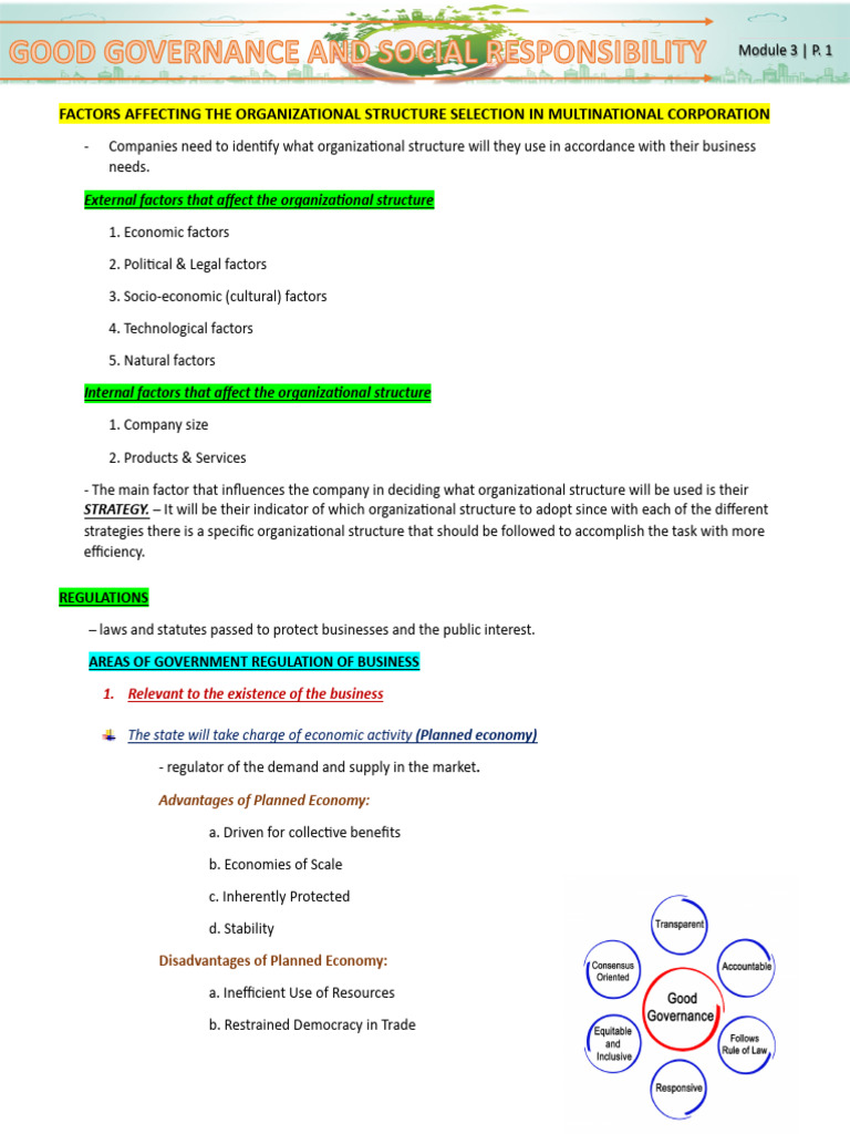 Good Governance and Social Responsibility - Module 3 | PDF | Employment ...